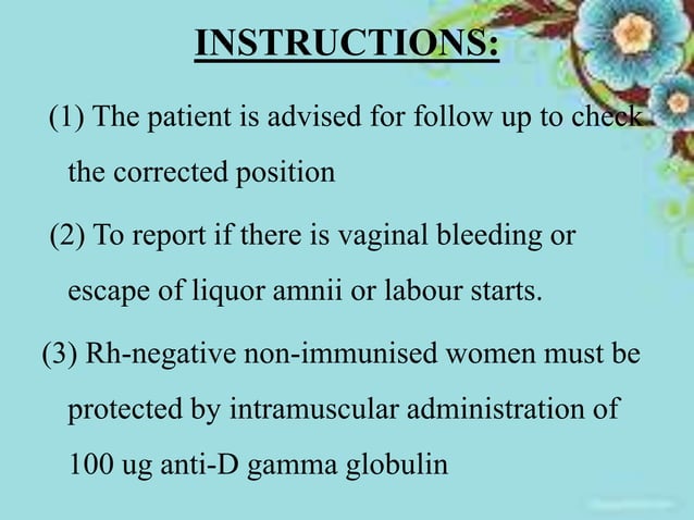 EXTERNAL CEPHALIC VERSION OBG NOTES .pptx | Pregnancy | Reproductive Health