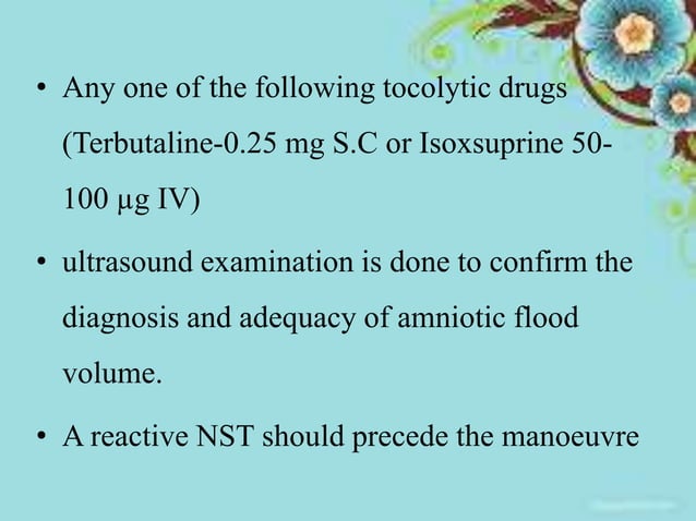 EXTERNAL CEPHALIC VERSION OBG NOTES .pptx | Pregnancy | Reproductive Health