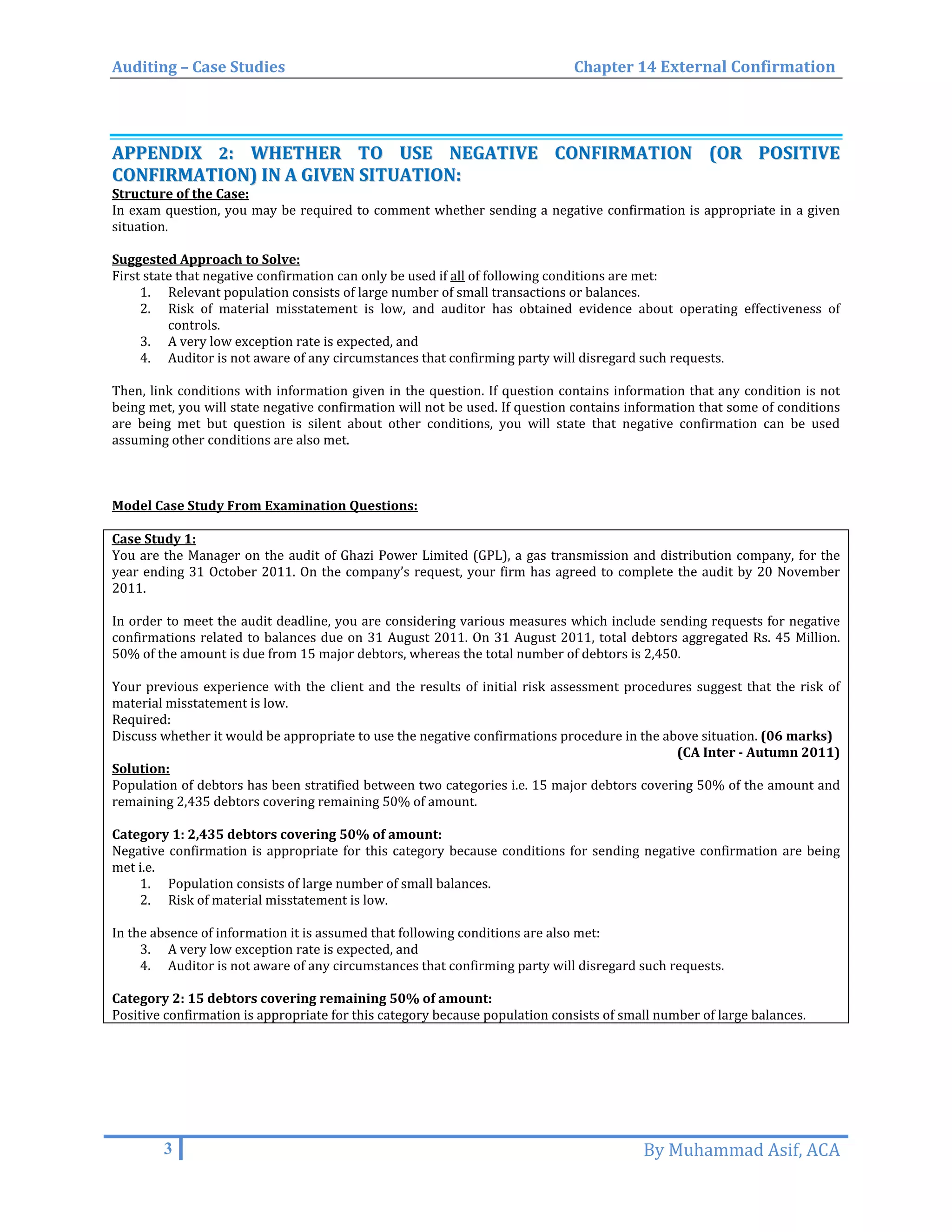 External Confirmation ( Including Case Studies ) | PDF