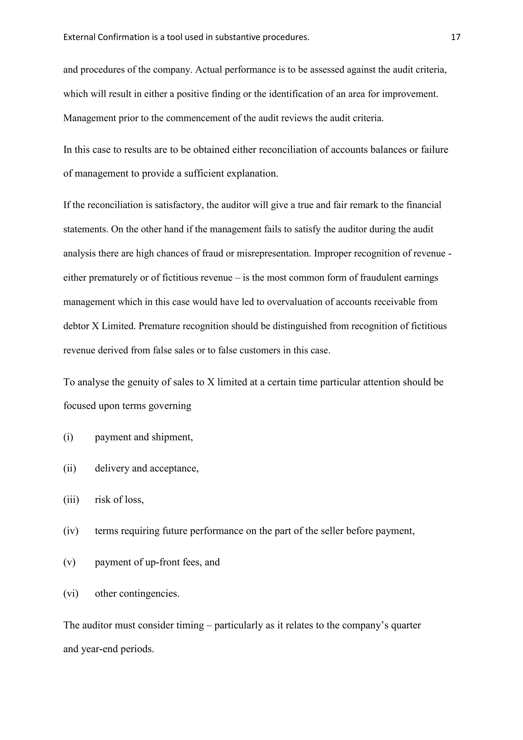 External Confirmation is a tool used in substantive procedures. | PDF