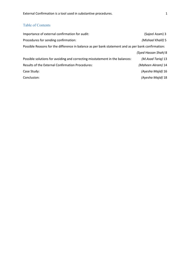 External Confirmation is a tool used in substantive procedures. | PDF