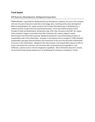 Frank Kaplan - Biography | PDF