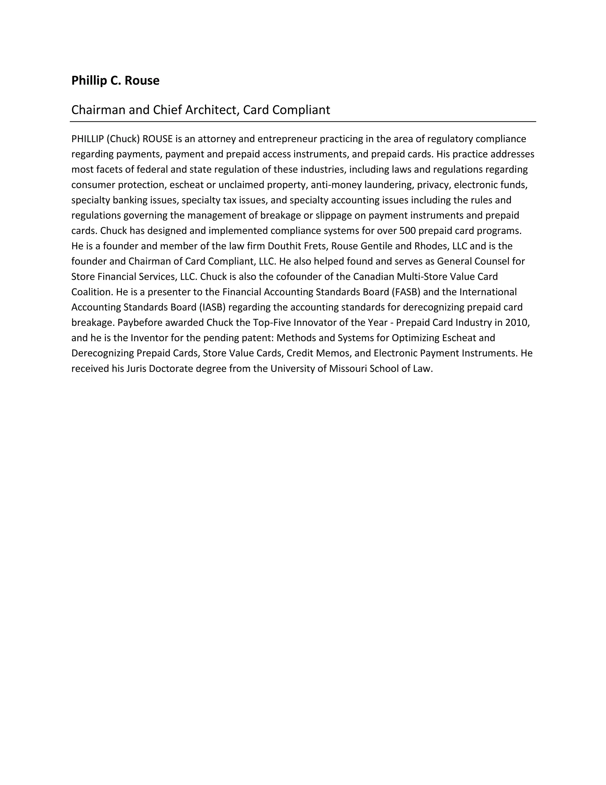 Phillip (Chuck) Rouse | PDF