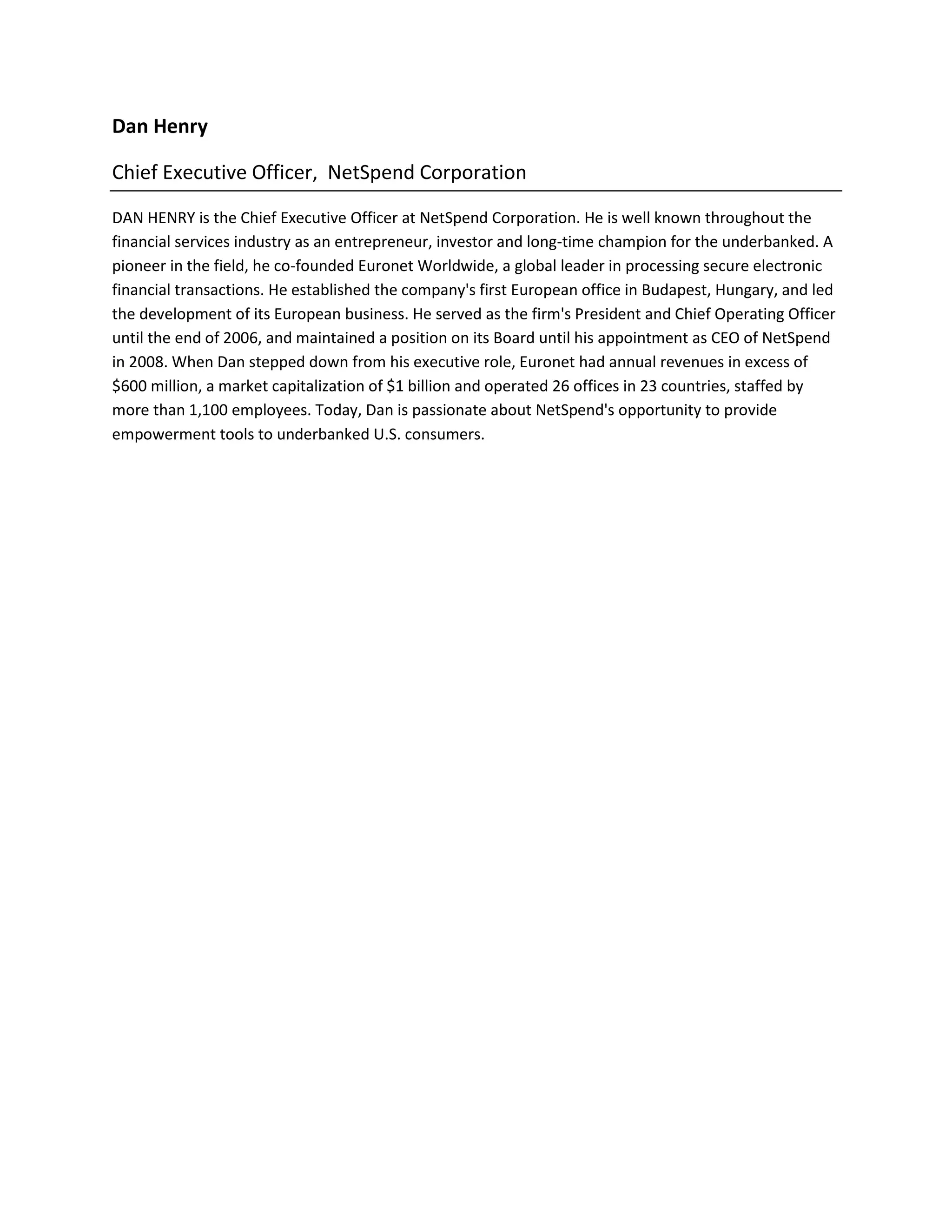 Dan Henry - Biography | PDF