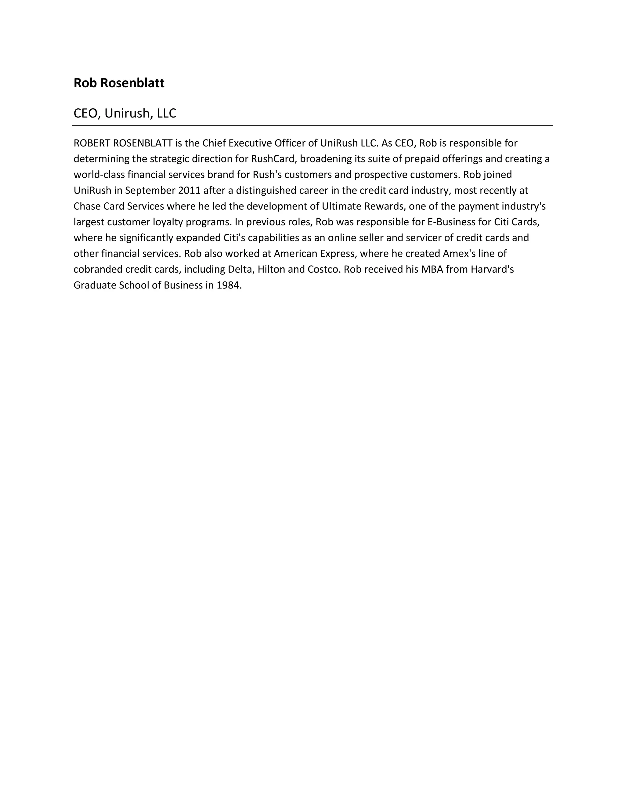 Rob Rosenblatt - Biography | PDF