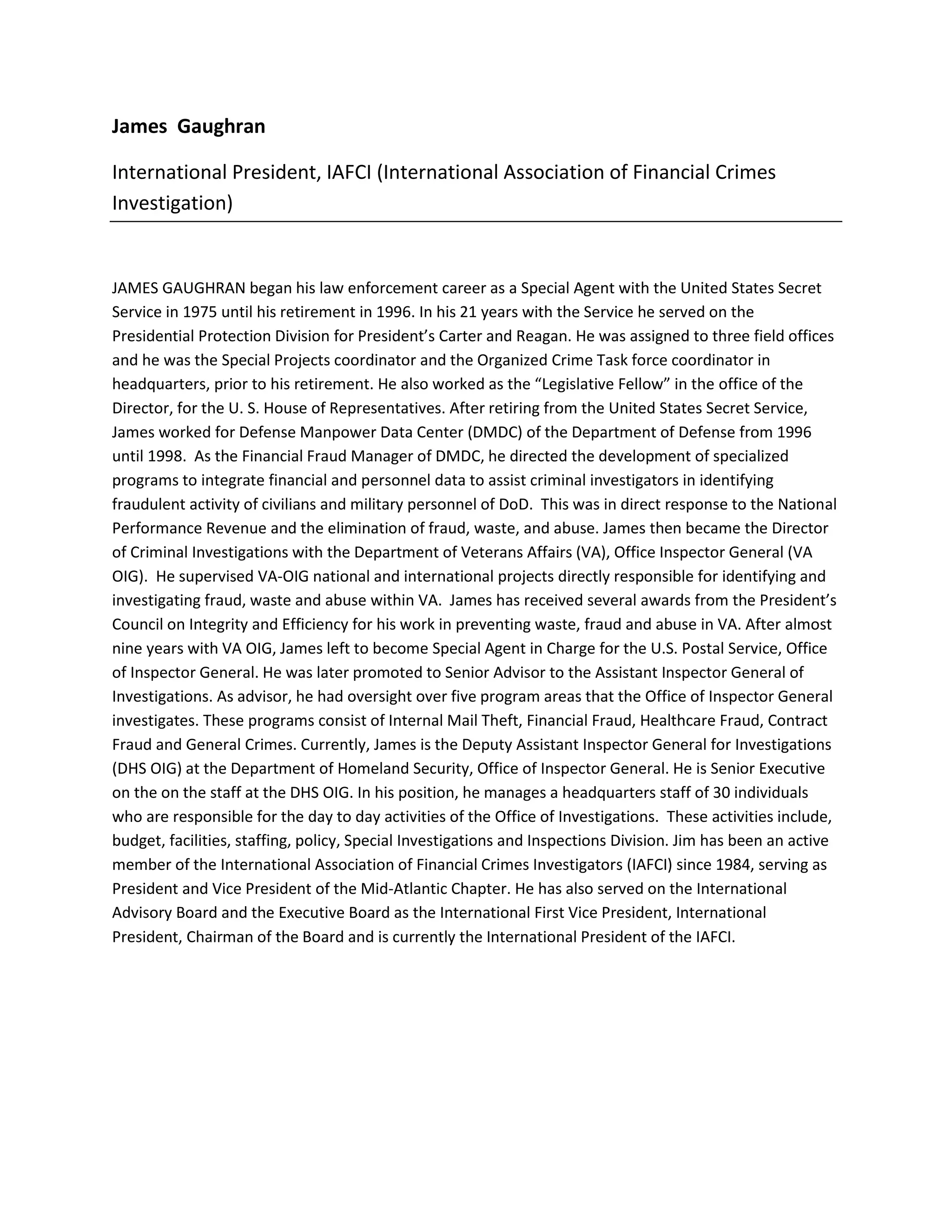 James Gaughran - Biography | PDF