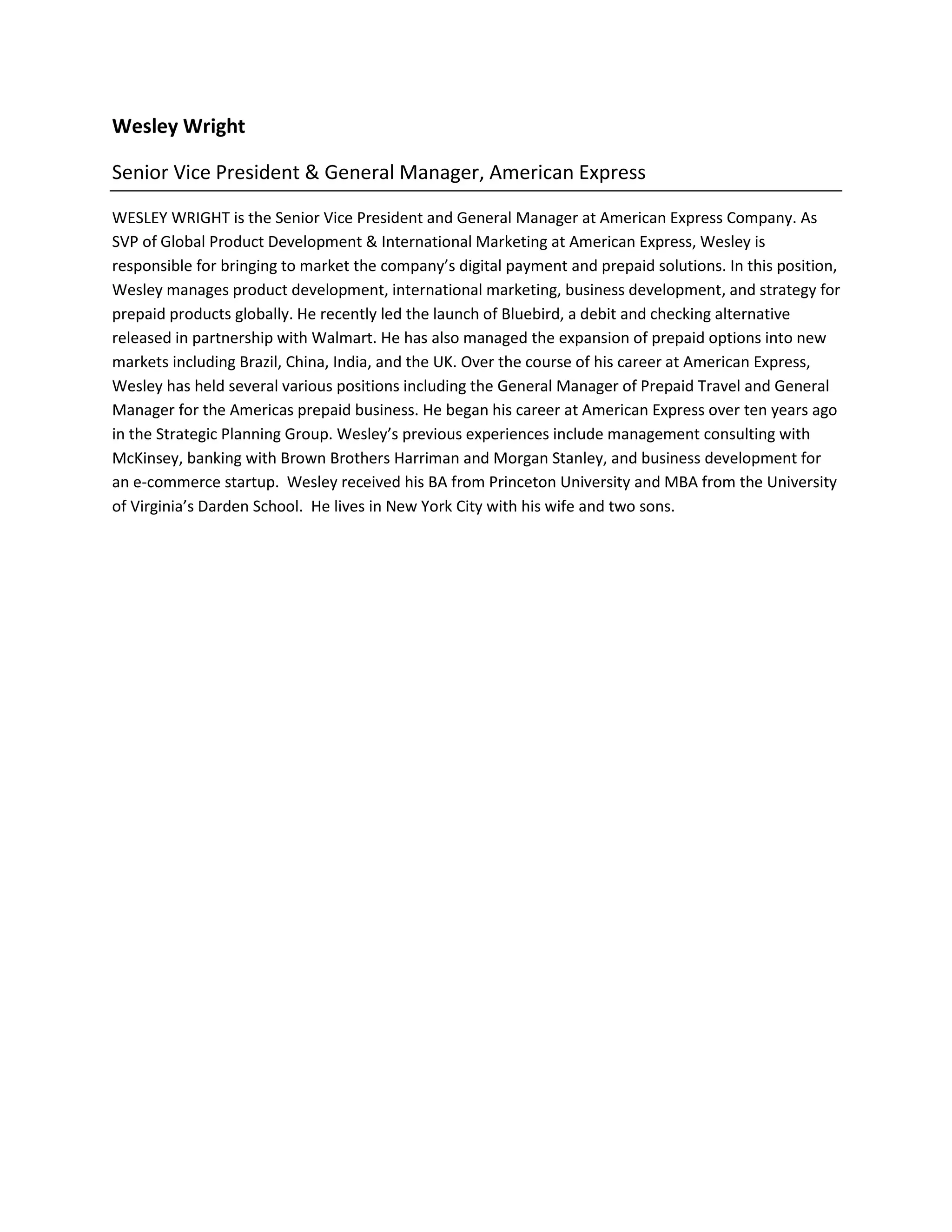 Wesley Wright - Biography | PDF