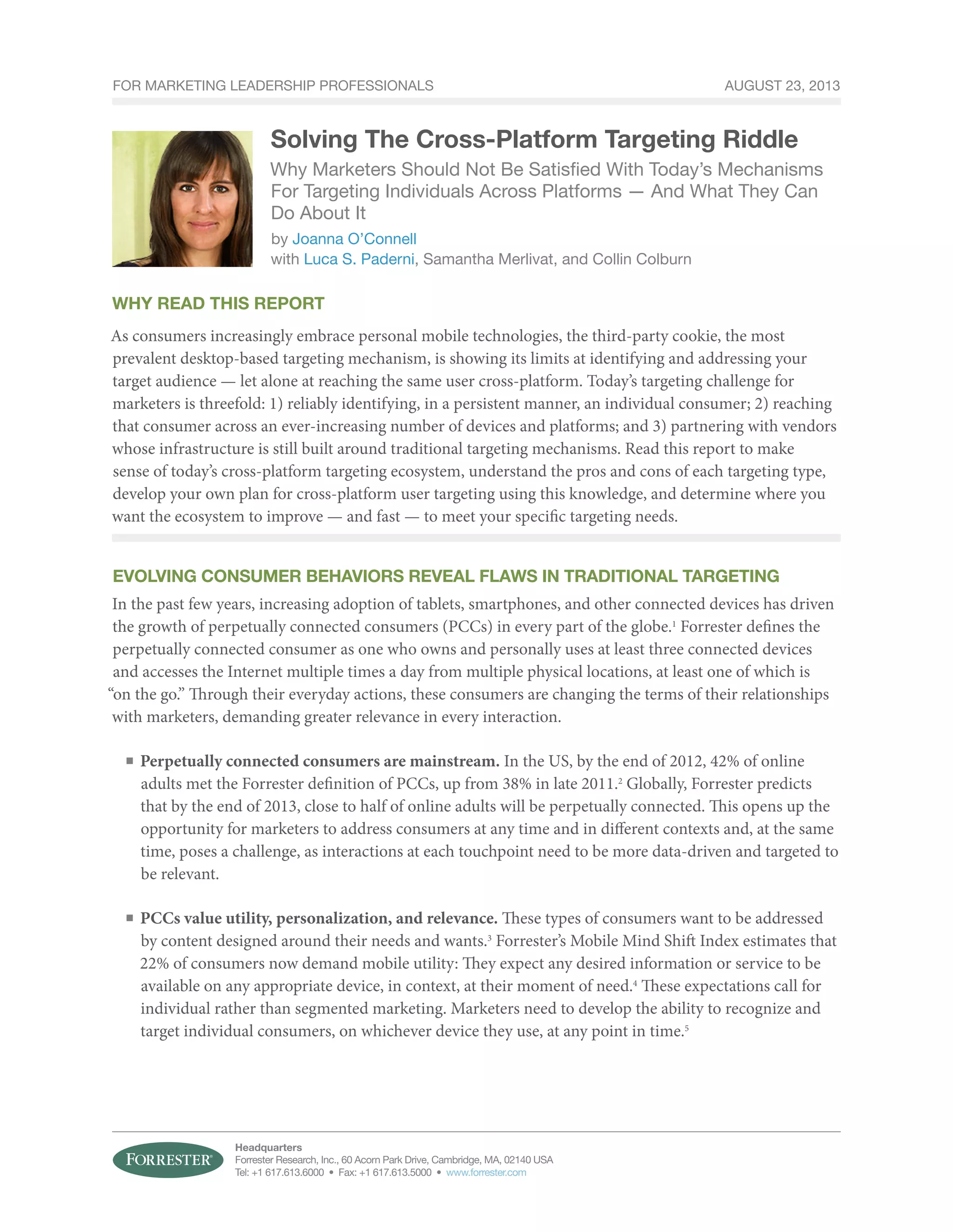 Solving The Cross Platform Targeting Riddle A Forrester White Paper Pdf Free Download