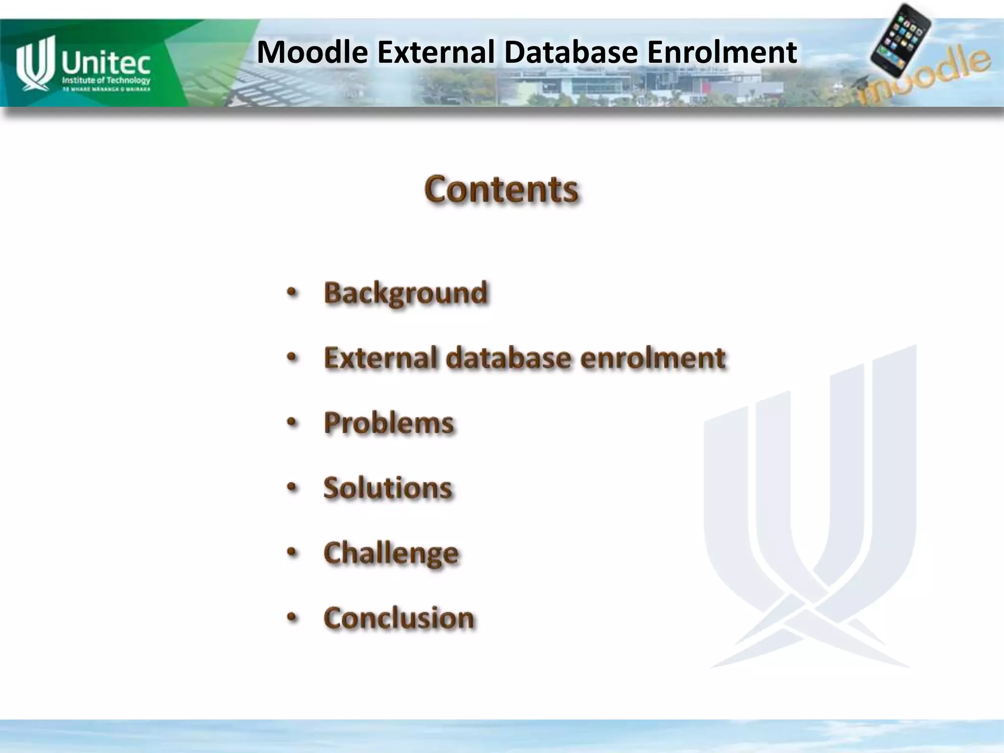 Moodle external database enrolment | PPT