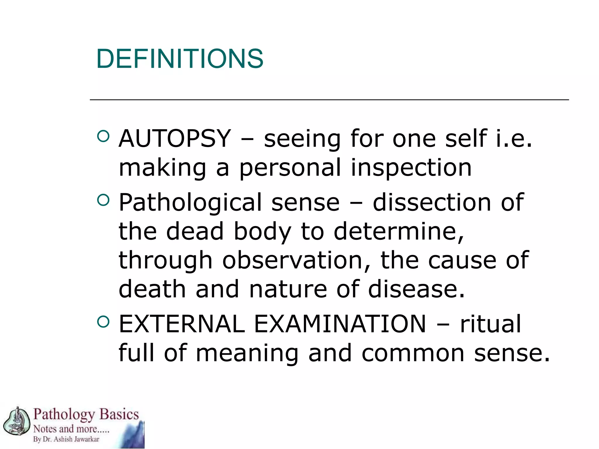 External examination at autopsy | PPT