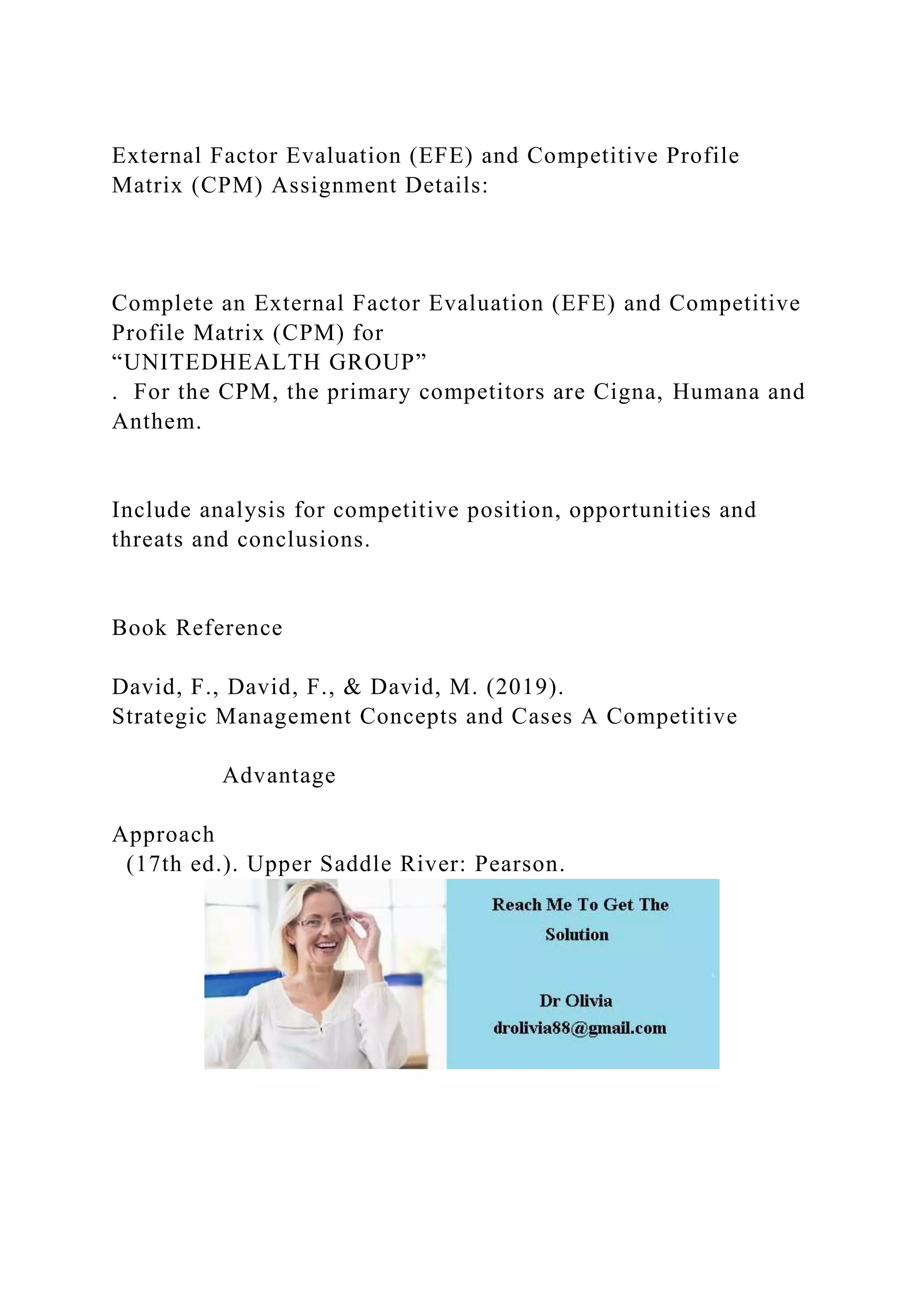 External Factor Evaluation (EFE) and Competitive Profile Matrix (CPM.docx