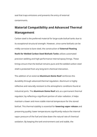 External Floating Roof for Welded Carbon Steel Biofuels Tank Maintains ...