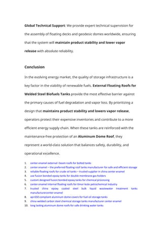 External Floating Roof for Welded Steel Biofuels Tank Maintains Product ...