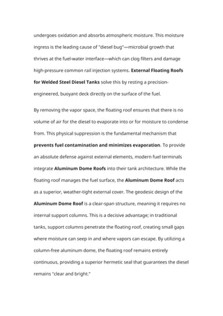 External Floating Roof for Welded Steel Diesel Tank Prevents Fuel ...