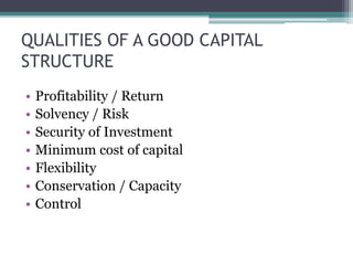 Qualities of a good capital structure | PPTX