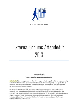 External Forums Attended by AIESEC in Delhi IIT | DOCX
