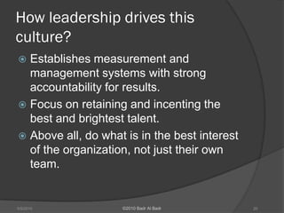 Driving a High Performance Culture | PDF
