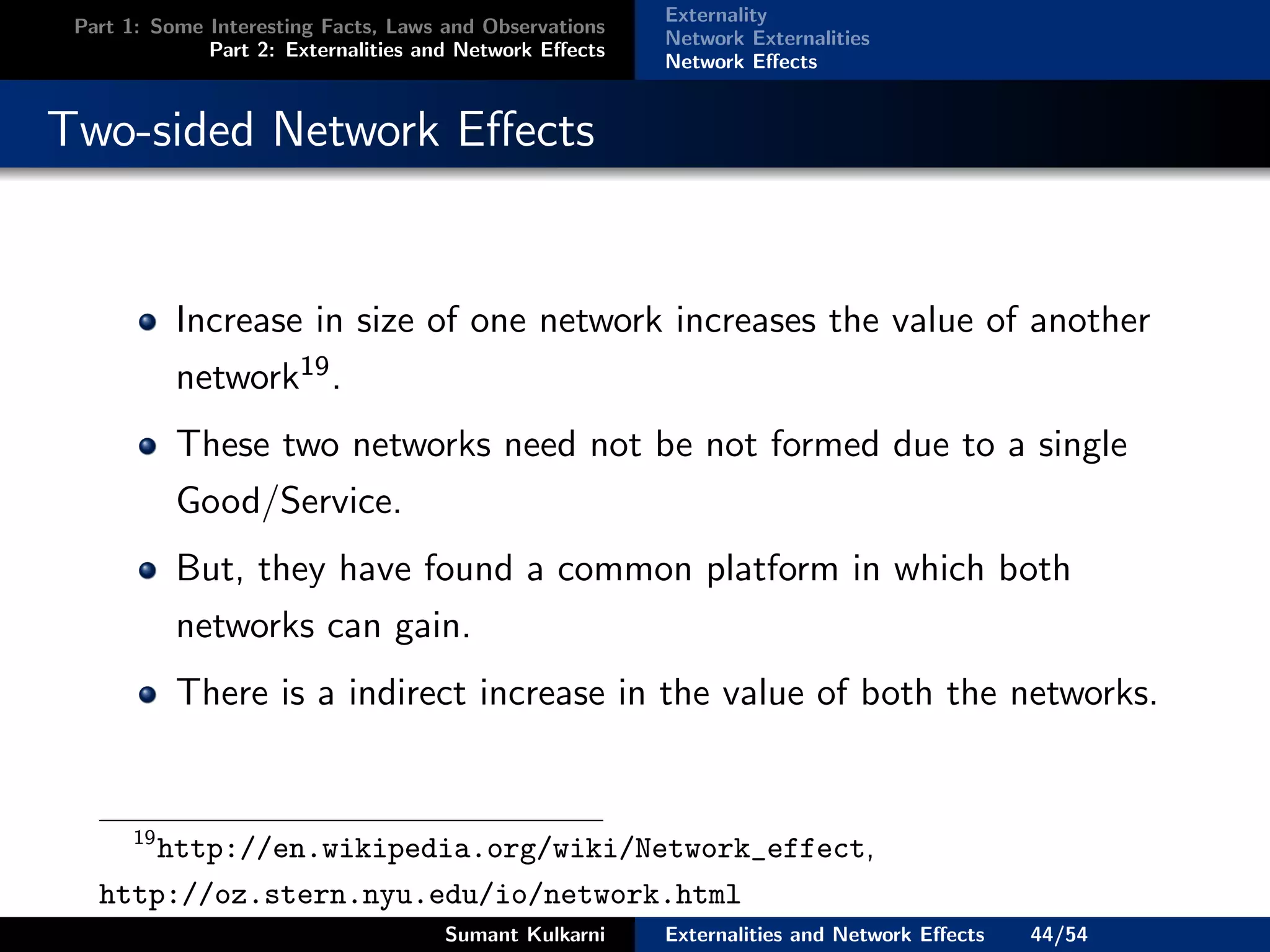 Externalities and network effects (examples, laws and interpretations ...