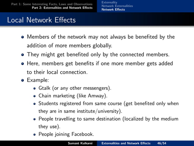 Externalities and network effects (examples, laws and interpretations ...