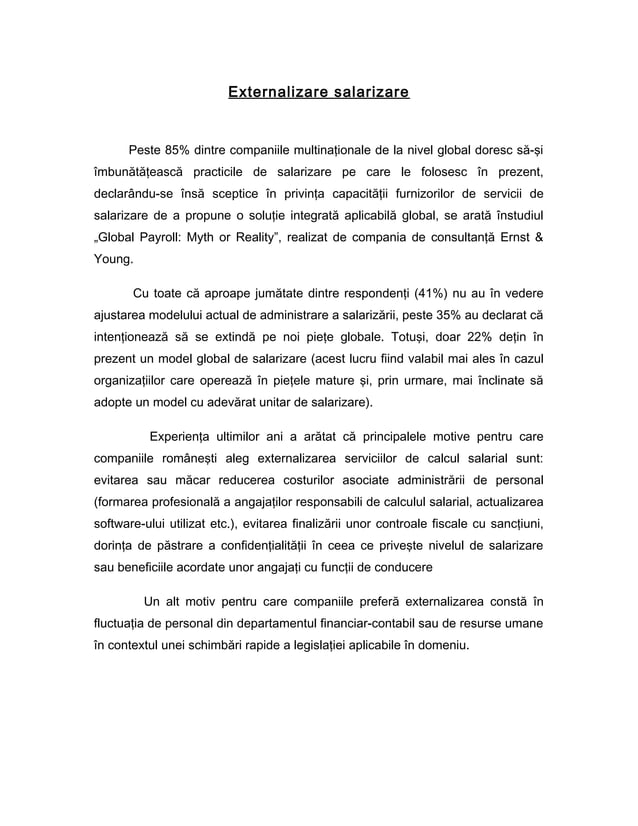Externalizare salarizare | DOC