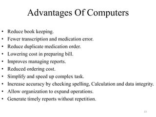 Role of computer in clinical development | PPTX