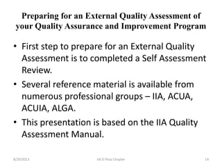 External quality assessment presentation august 29 2013 | PPTX