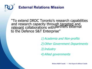 The Human Sciences Hub and Partnering with DRDC Toronto | PPT