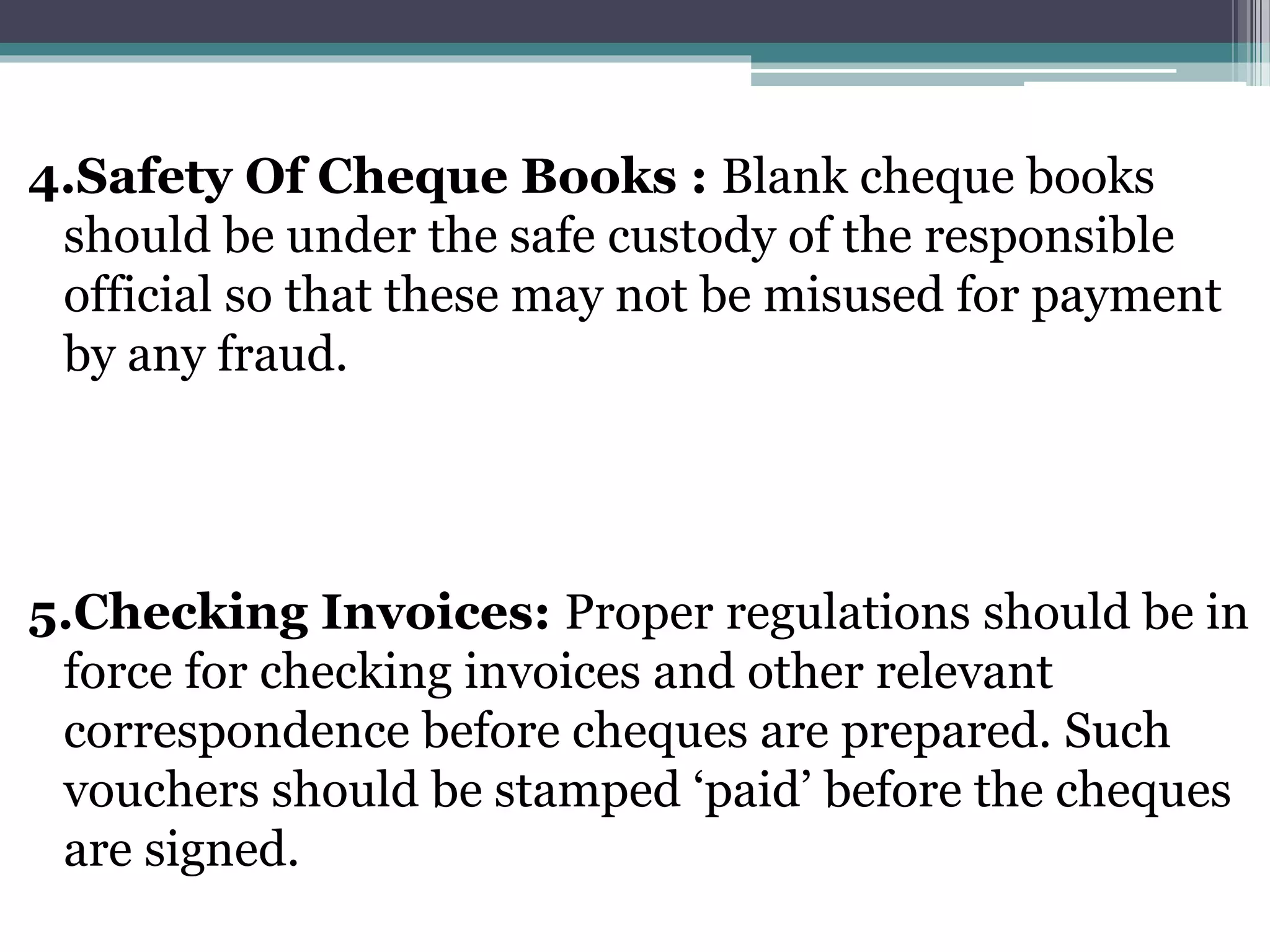 Internal check regarding cash receipts and cash payment | PPTX