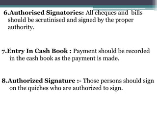 Internal check regarding cash receipts and cash payment | PPTX
