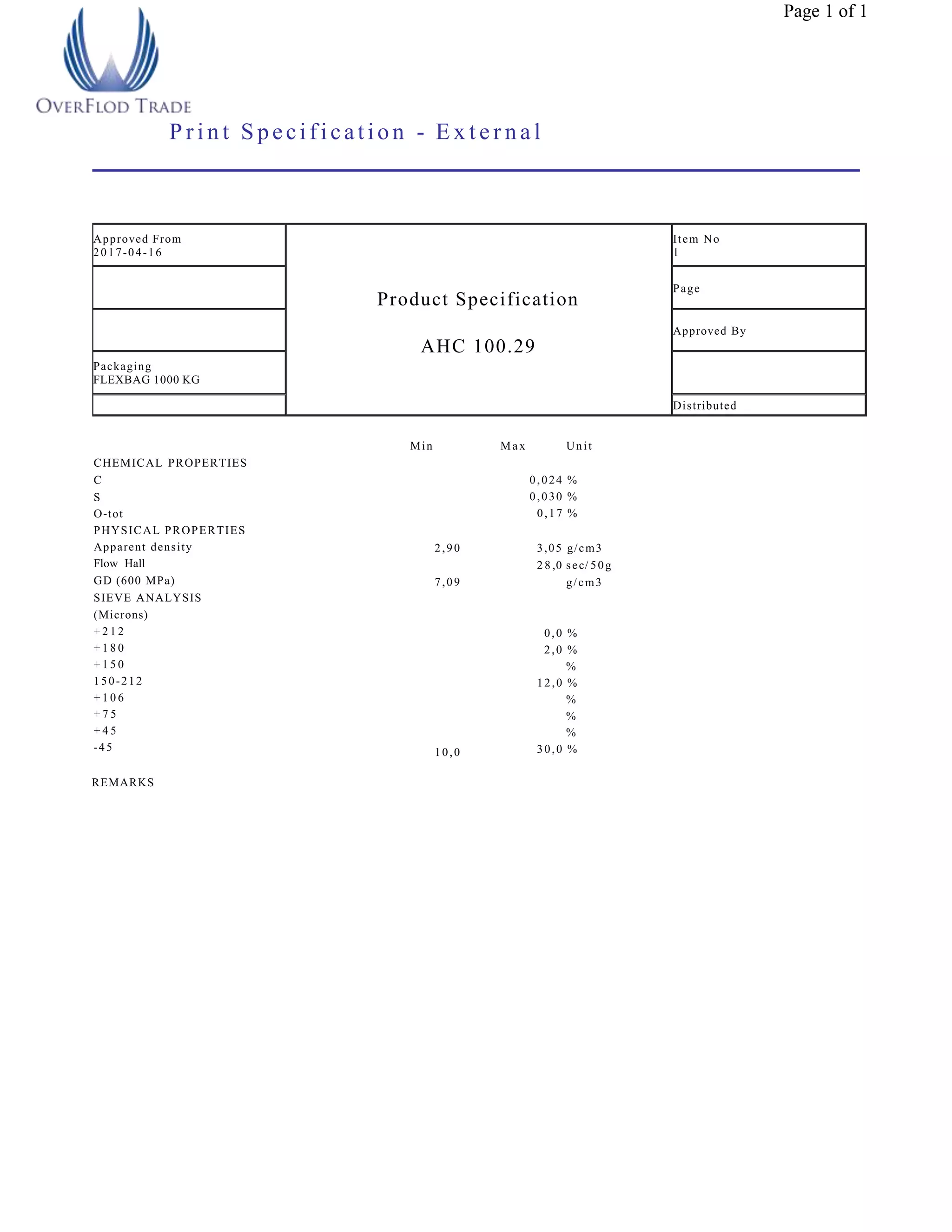 External specification#ahc100.29 ot | PPTX