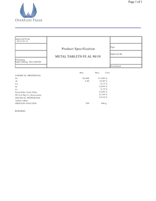 Techn Specs#Metal Tablet Feal 9010 OT | PPTX