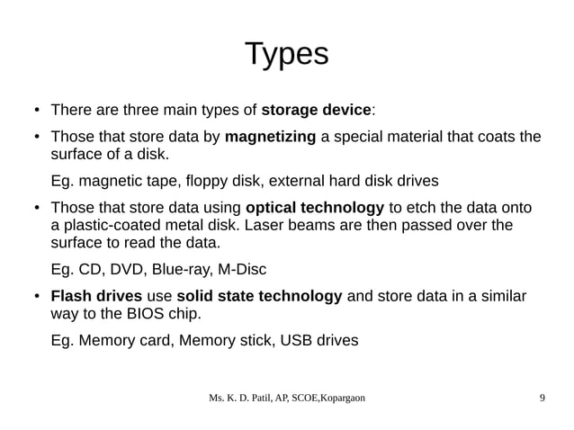 External storage devices and basics of file | PPT