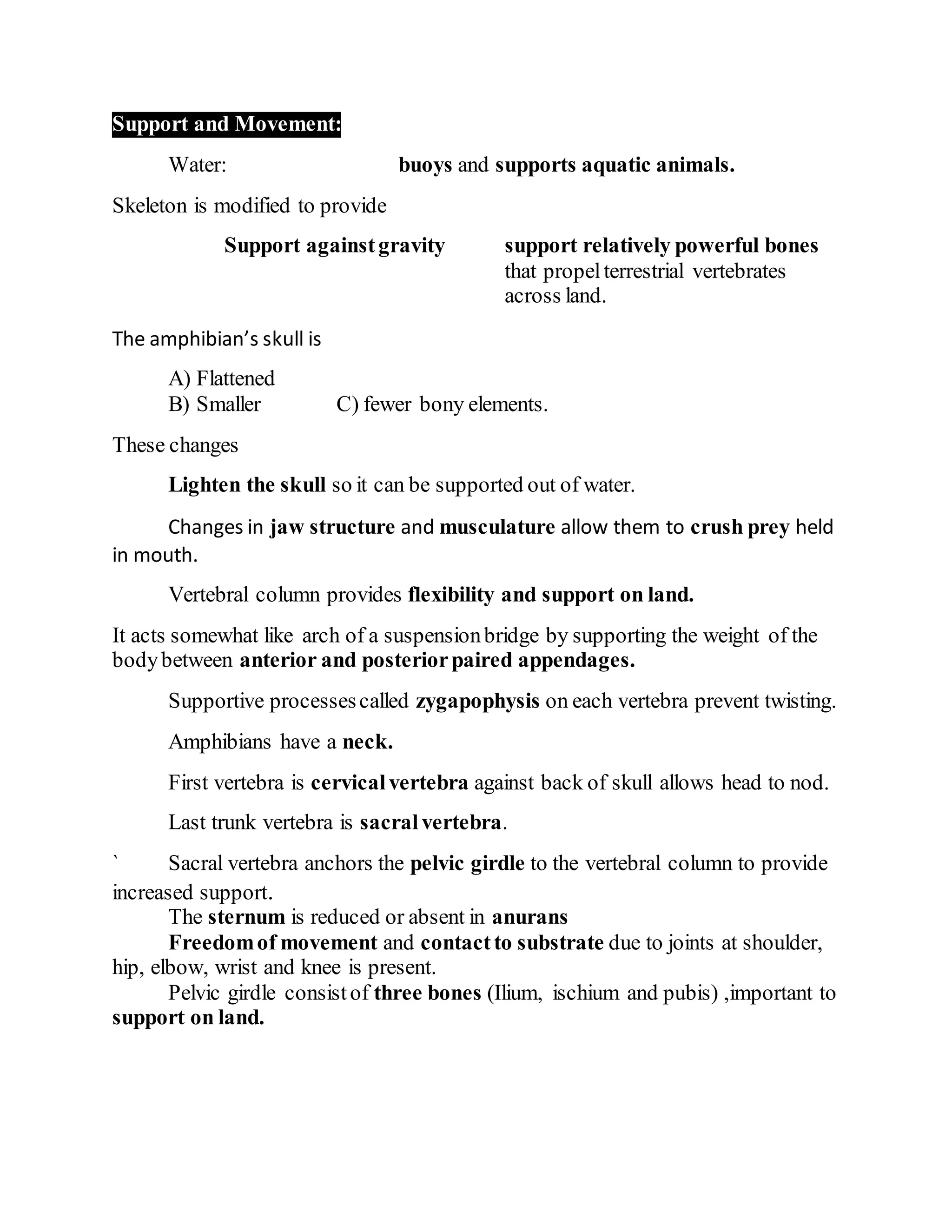 Amphibians | External structure and locomotion | DOCX