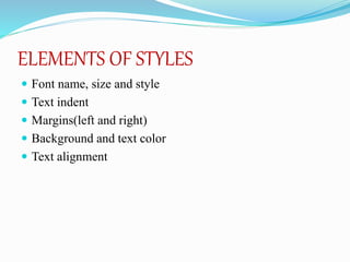 Elements of style sheets | PPTX