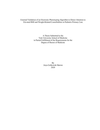 External validation of an electronic phenotyping algorithm to detect attention to elevated bmi ...