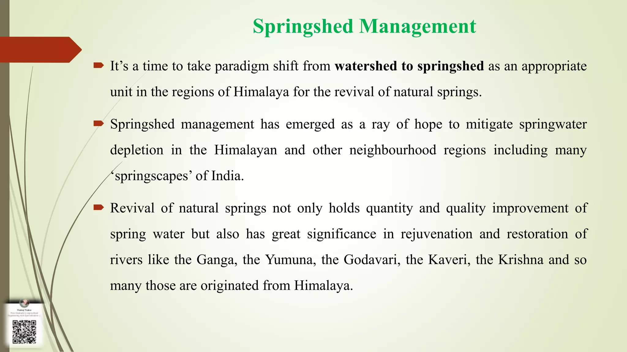 Springshed Management and Springwater Quality Analysis | PPTX