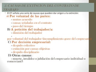 Extinción de los contratos de trabajo | PPT