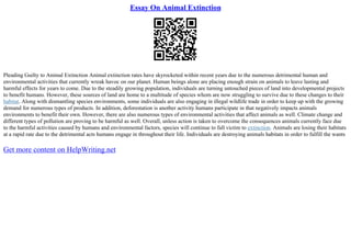 Extinction Of Animal Extinction | PPT