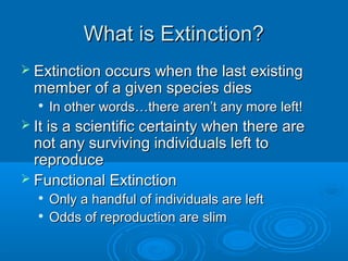 Extinction of biodiversity | PPT