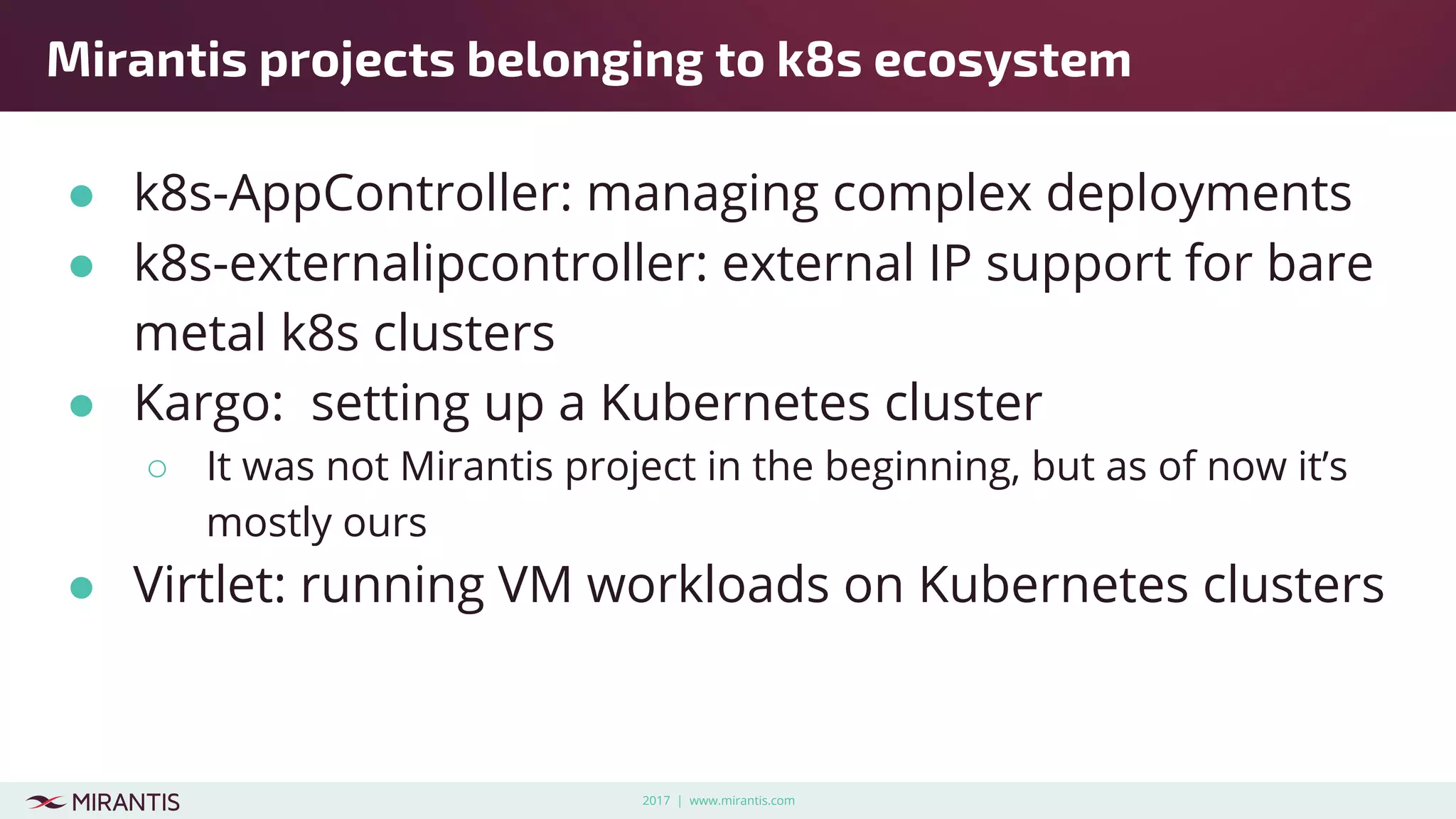 Mirantis Contributions to Kubernetes Ecosystem | PDF