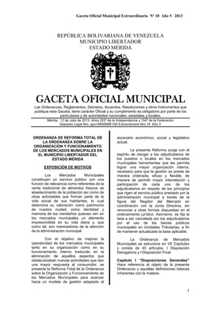 Ext nº 18 v 2013_ordenanza sobre mercados municipales | PDF