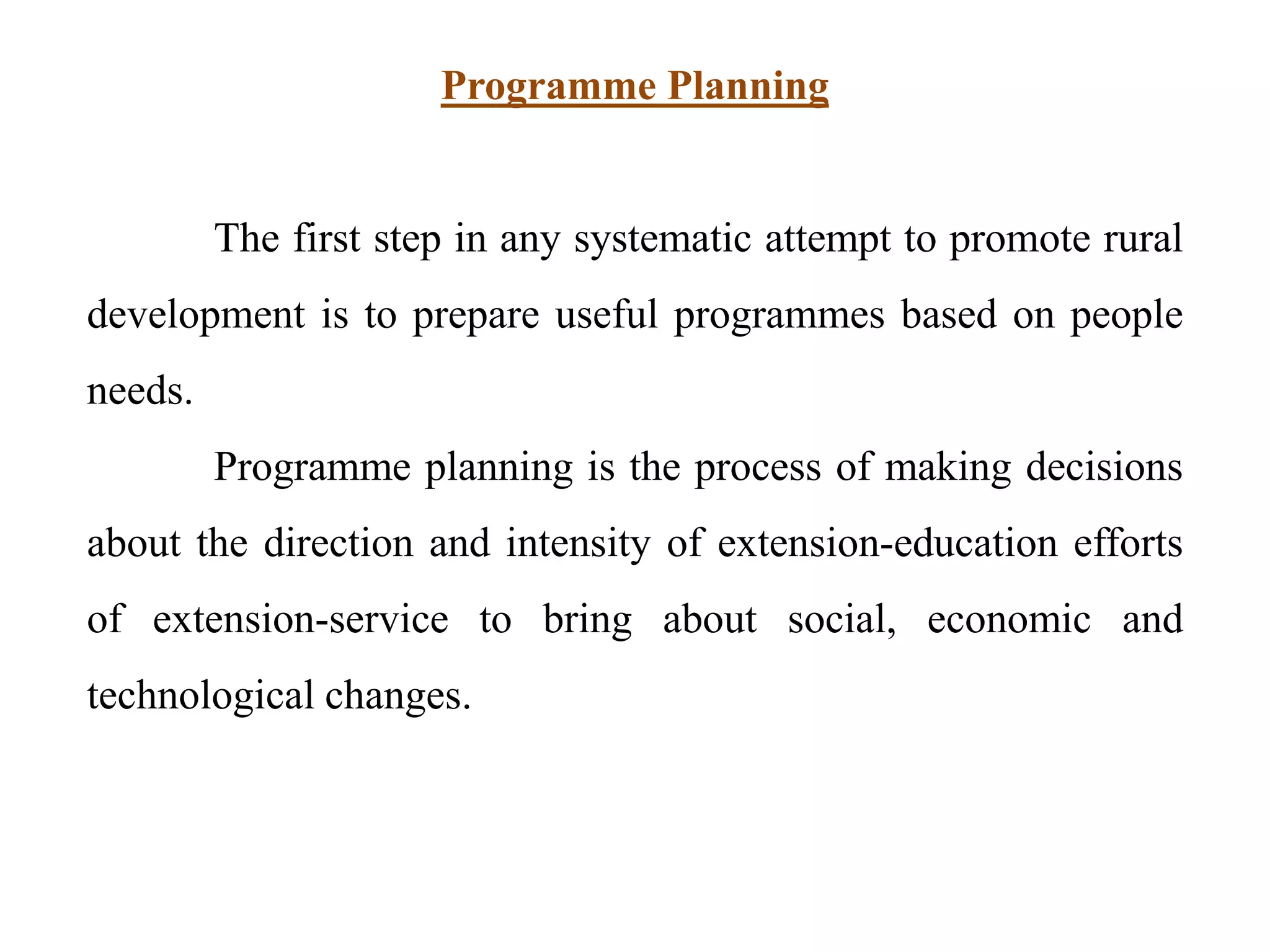 Definitions and steps in Extension Programme Planning | PPTX