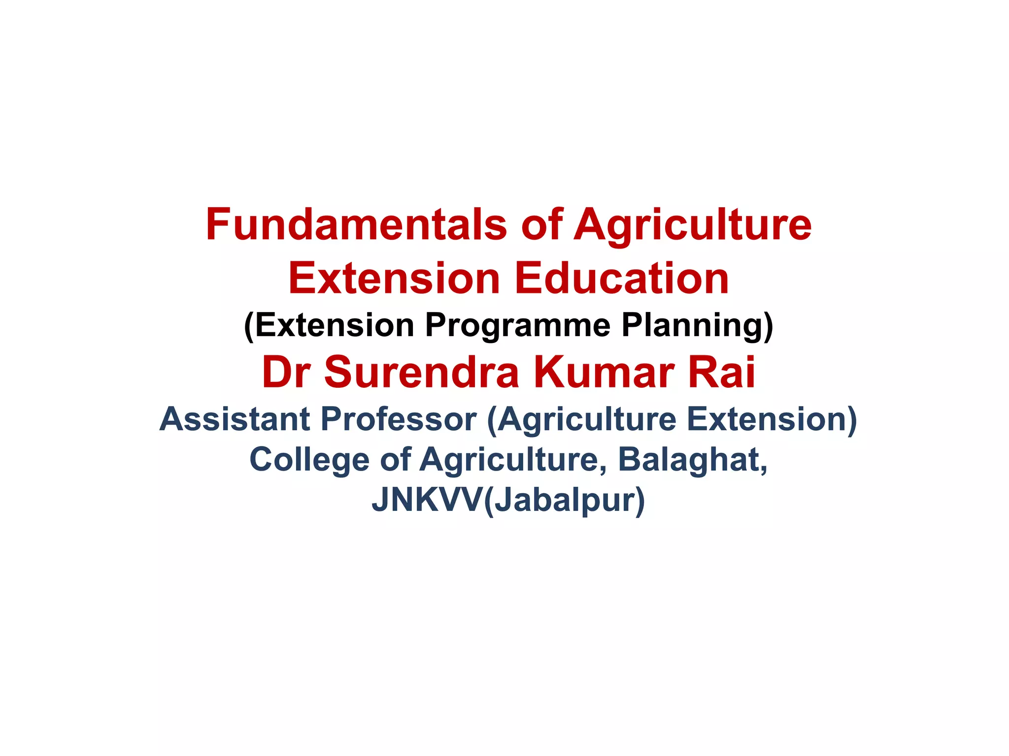 Extension Programme Planning | PPT