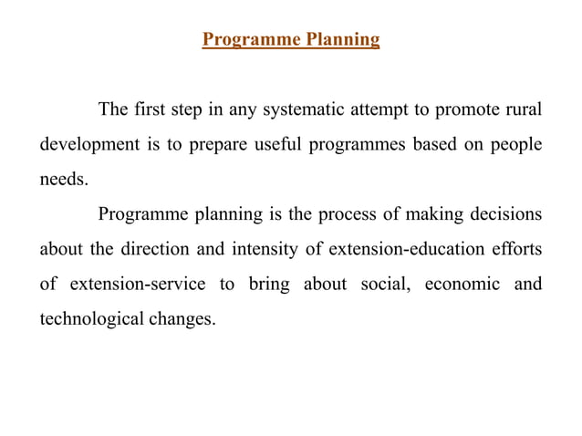 Definitions and steps in Extension Programme Planning | PPTX