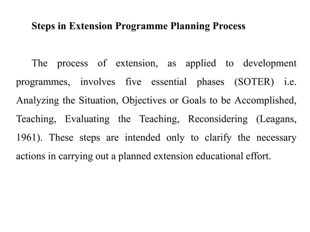 Definitions and steps in Extension Programme Planning | PPTX