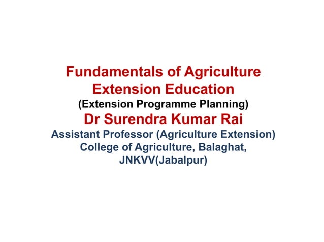 Extension Programme Planning | PPT