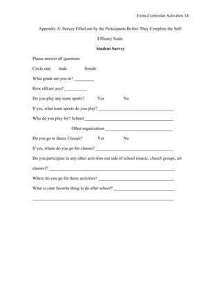 Extra Curricular Activites and Self-efficacy | PDF