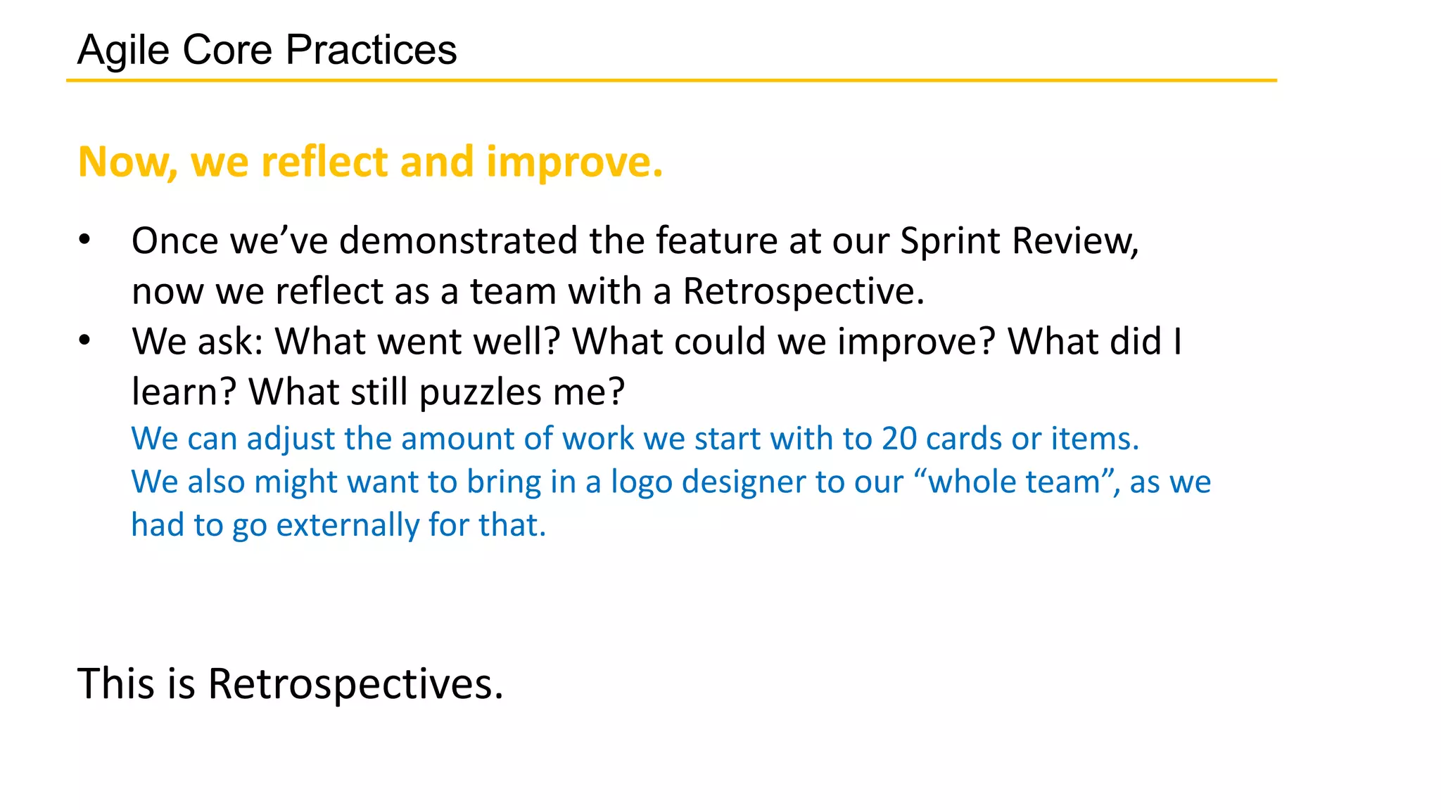 Agile Scenarios Core Practices Ppt