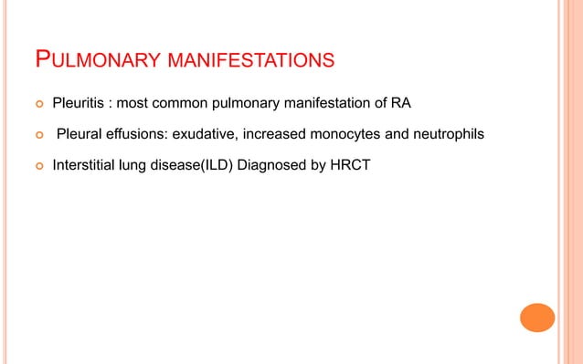extra articular manifestation of rheumatoid arthritis.pptx | Lung and ...