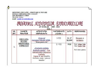 CALENDARUL ACTIVITATILOR EXTRACURRICULARE | PPSX